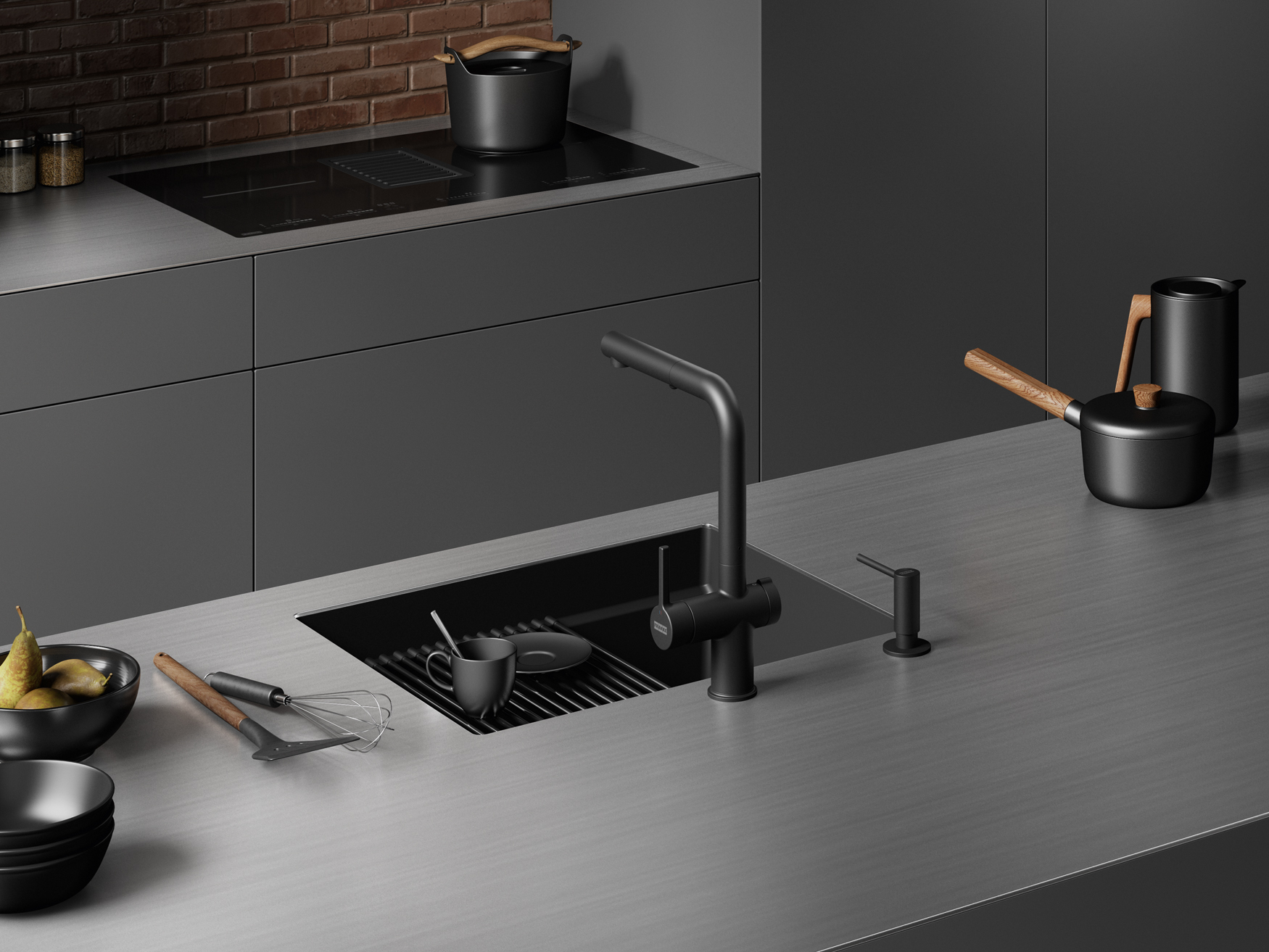 iF Design - Active Twist tap in Matte Black and Kubus 2 sink